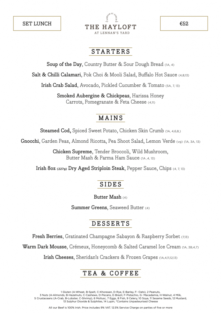 Menus – Lennans Yard