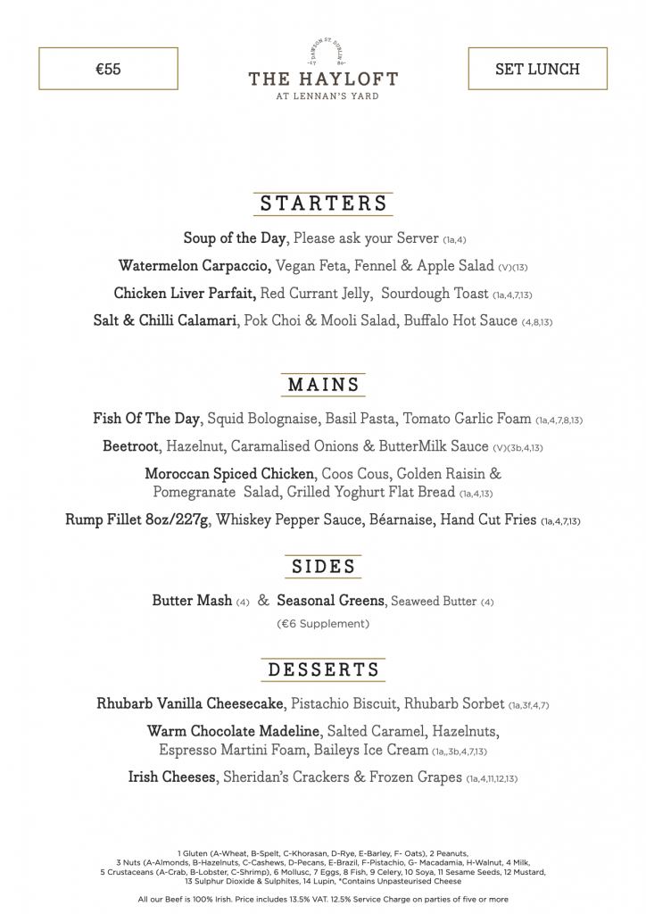 Menus – Lennans Yard